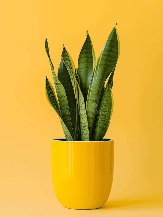 Snake Plant in a Pot Isolated on a Solid Color Background Stock ...