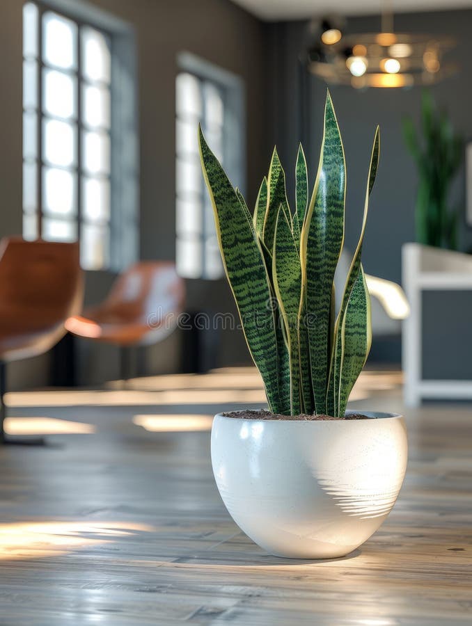 A Snake Plant in a White Pot in a Bright, Modern Interior Setting ...