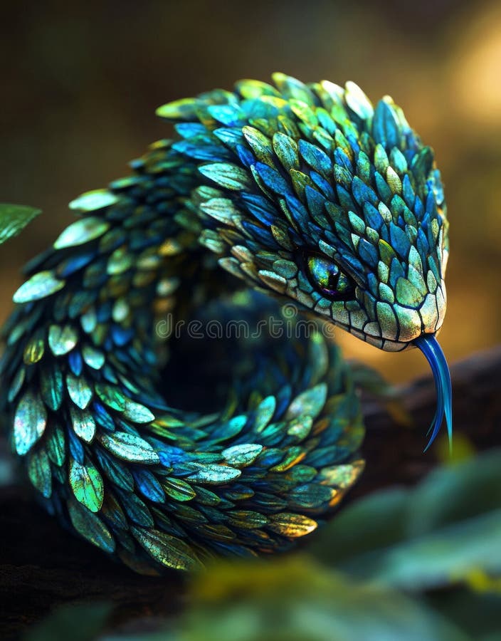 A Snake, Possibly a Venomous One, with Its Head and Scales in View ...