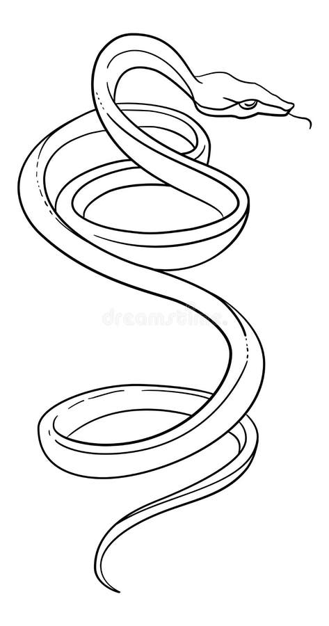 The Snake is Preparing To Attack. Black and White Drawing for a Tattoo ...