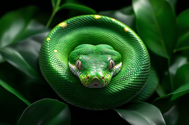 Snake Python, Green, and Camouflage Visualized in a Jungle Where a ...