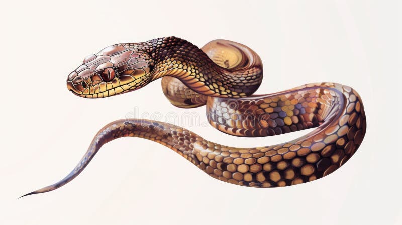 A Snake Relaxing on a Plain White Background. Suitable for Educational ...