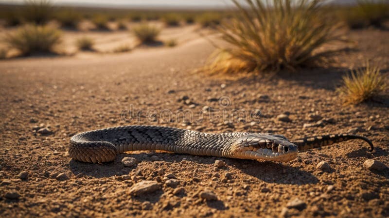 A Snake Resting on Sandy Terrain Under Warm Sunlight Stock Illustration ...