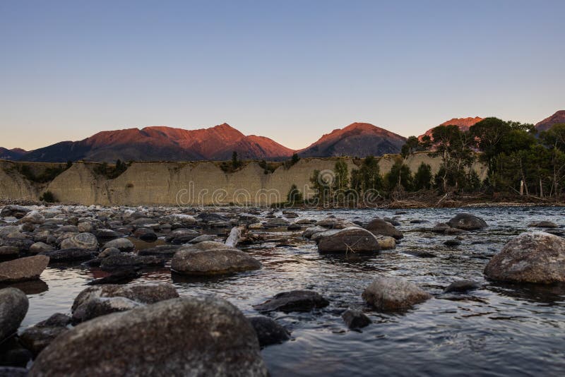 The Snake River Large River Rock Surface and Flowing Water Ripples at ...