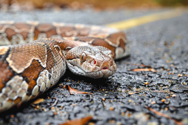 Snake on the Road. AI Generated Stock Photo - Image of reptile ...
