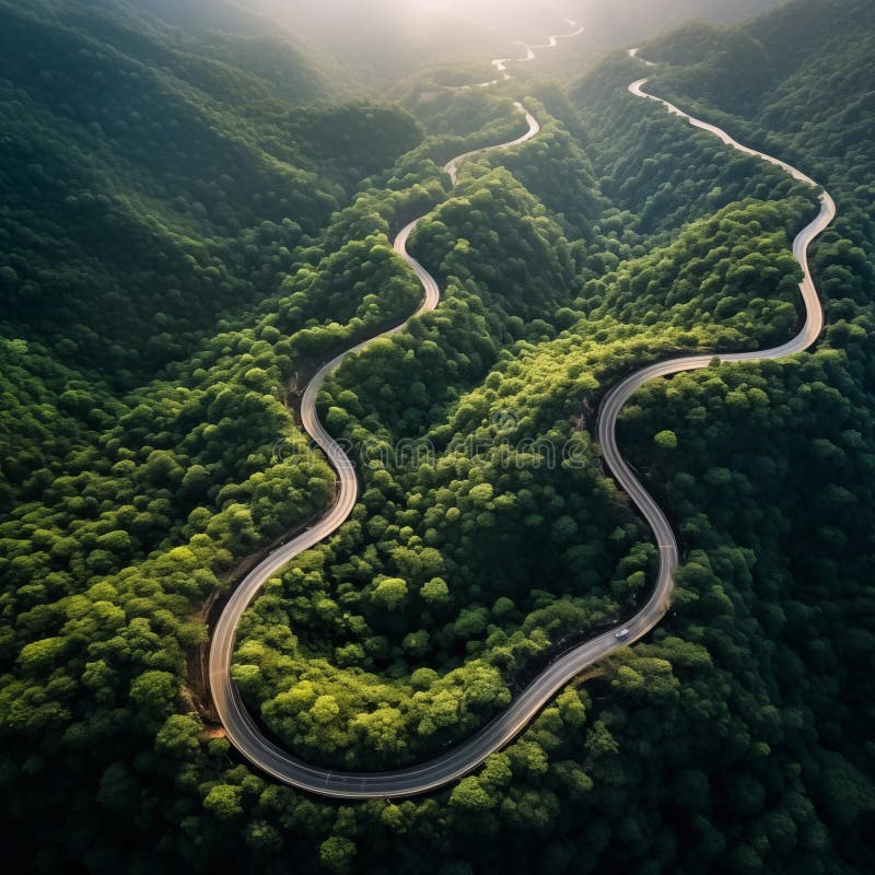 Snake Road in Forest in Mountains. Scenic Landscape. Generative AI ...