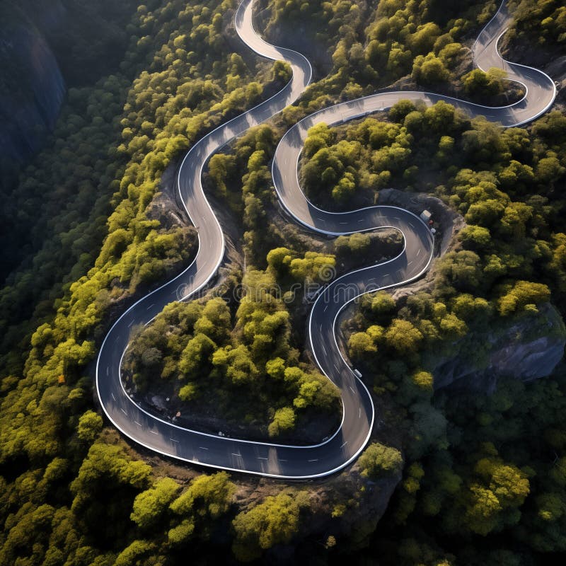 Snake Road in Forest in Mountains. Scenic Landscape. Generative AI ...