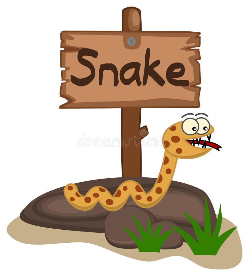 Snake on a rock with panel stock illustration. Illustration of pretty ...