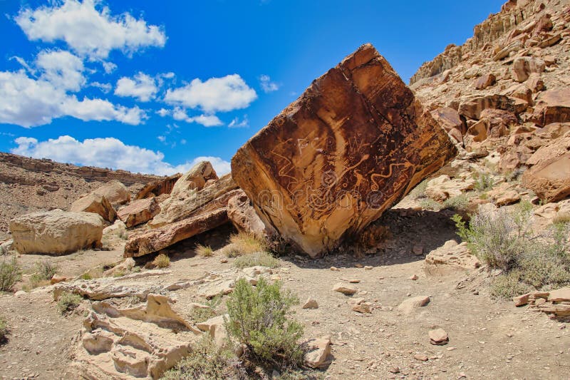 Snake Rock Petroglyph on Moore Road in Central Utah. Stock Image ...