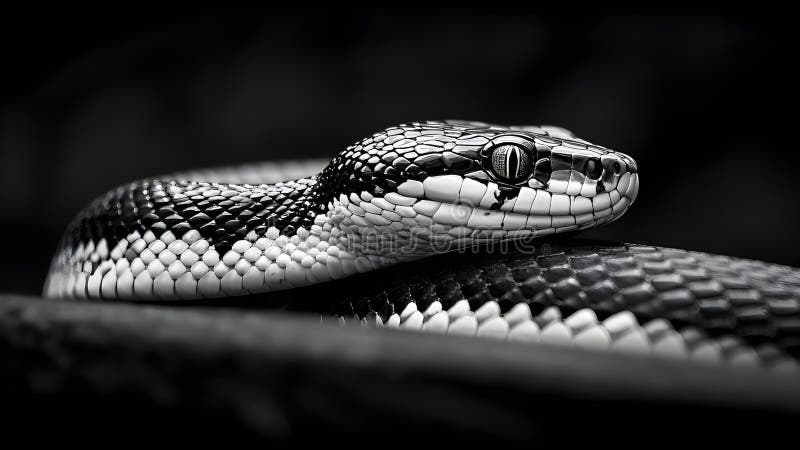 A Black and White Snake Highlighted in Monochrome Stock Illustration ...