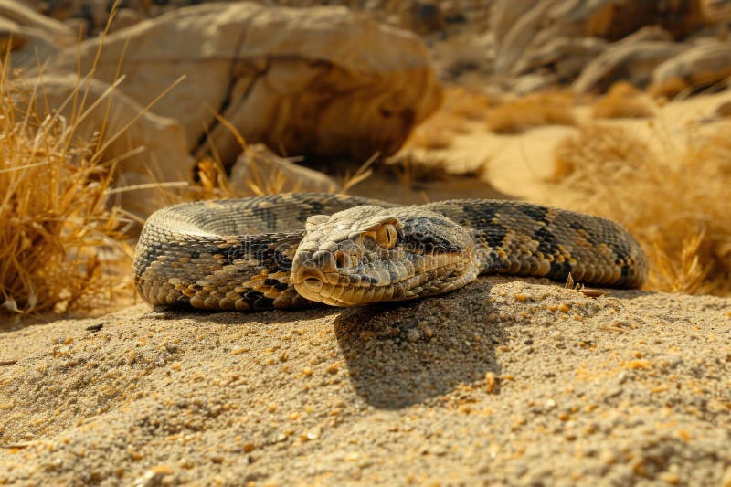 Snake on the Sand in the Desert Stock Photo - Image of skin, tropical ...
