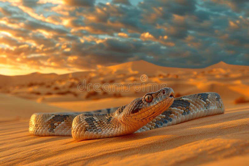 Snake on the Sand in the Desert Stock Photo - Image of serpent, viper ...
