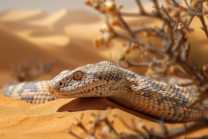 Snake on the Sand in the Desert Stock Photo - Image of rare, wild ...