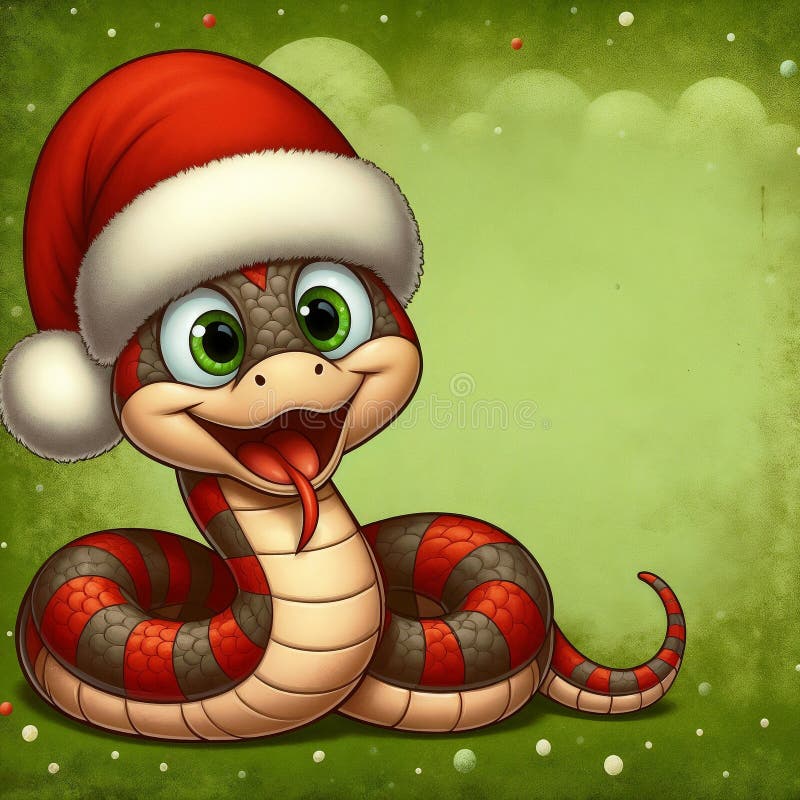 Snake with santa hat . AI stock illustration. Illustration of celebrate ...