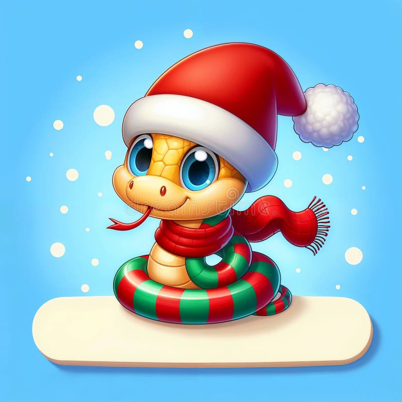 Snake with santa hat . AI stock illustration. Illustration of animal ...