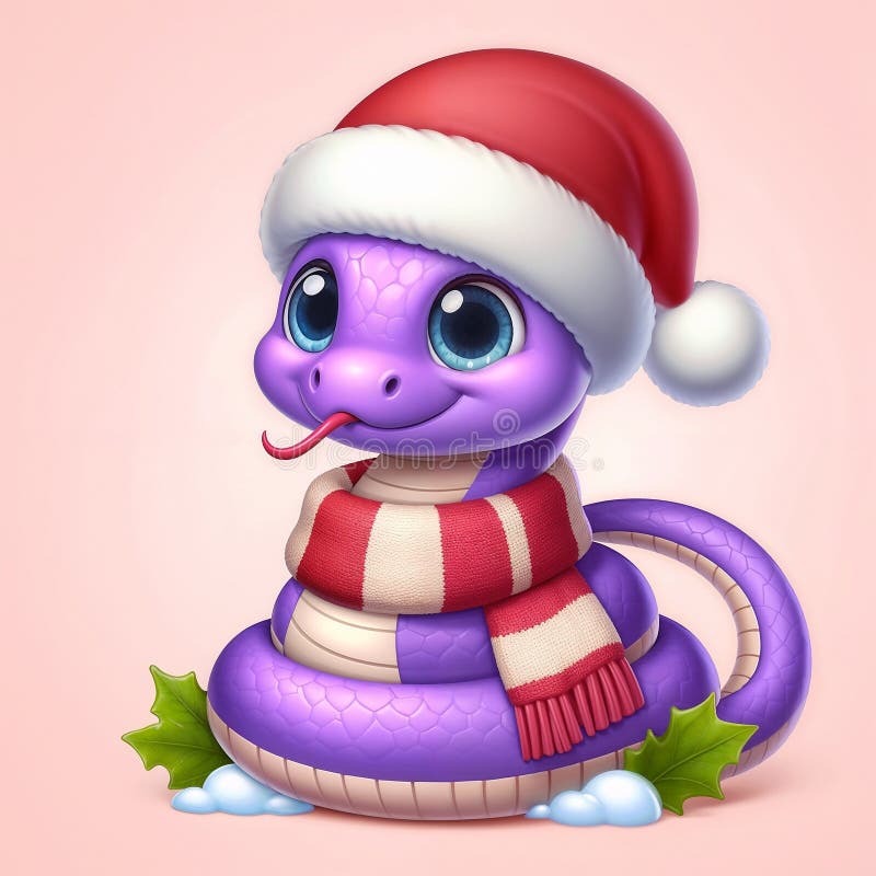 Snake with santa hat . AI stock illustration. Illustration of ...