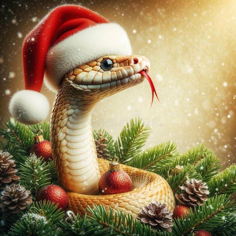 Snake in a santa hat. AI stock illustration. Illustration of claus ...