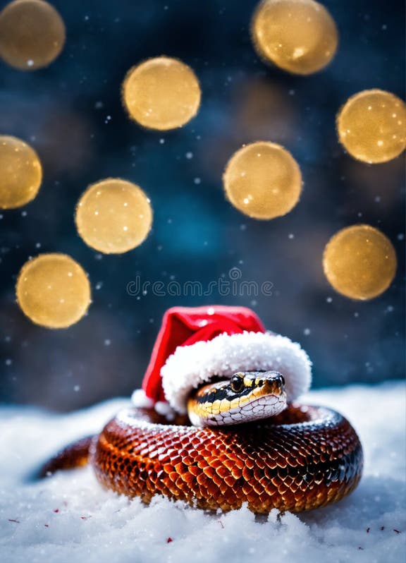 Snake in Santa S Hat Year of the Snake. Selective Focus Stock Photo ...