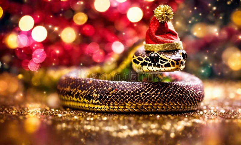 Snake in Santa S Hat Year of the Snake. Selective Focus Stock Photo ...