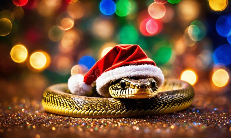 Snake in Santa S Hat Year of the Snake. Selective Focus Stock Image ...