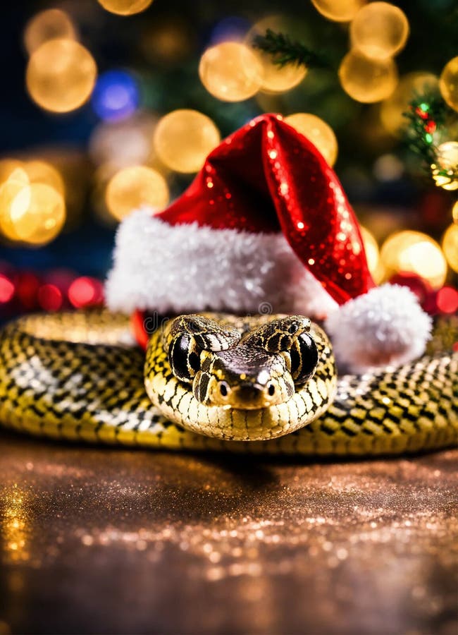 Snake in Santa S Hat Year of the Snake. Selective Focus Stock Photo ...