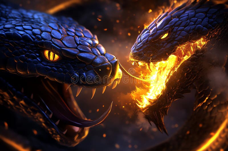 Snake Serpent, Mythology, and Dragon Visualized in a Fantasy Scene ...