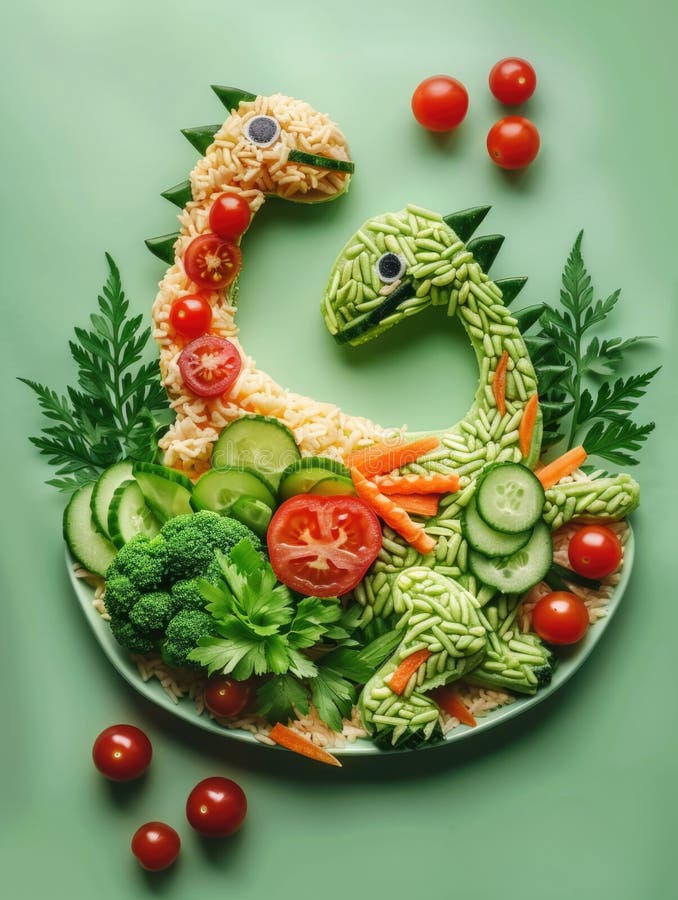 Snake-shaped plate of food stock photo. Image of plate - 375549888