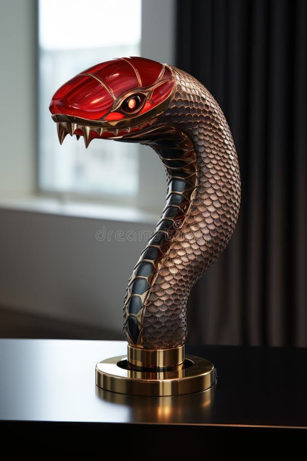 A Snake Shaped Statue with a Red Face Stock Illustration - Illustration ...