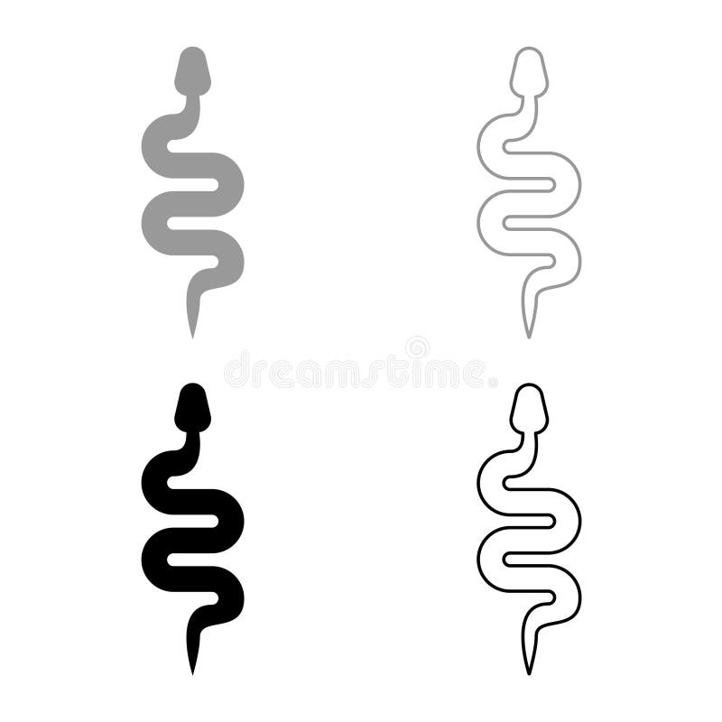 Snake Silhouette Set Icon Grey Black Color Vector Illustration Image ...