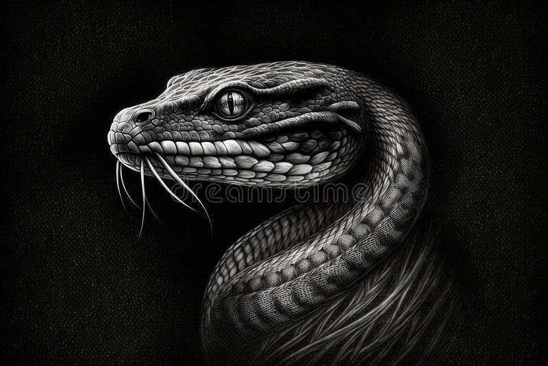 Snake Sketch on Black, Created by Generative Ai Stock Illustration ...