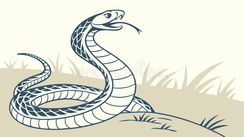 Snake Slithering on Grass, Fluid Motion Wildlife Illustration. Vector ...