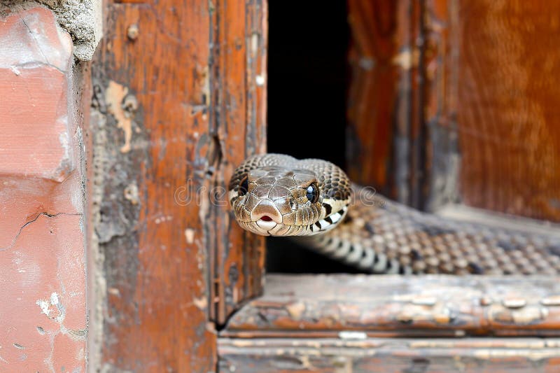 A Snake Slithering through an Open Door, Symbolizing Danger or ...