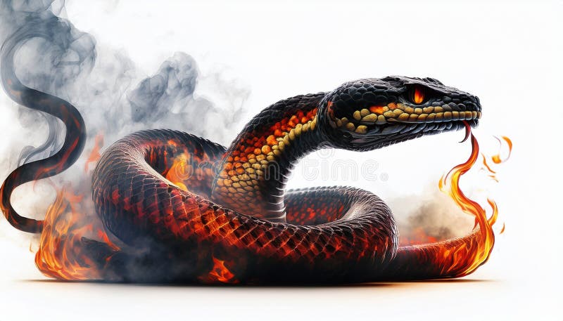 Snake with smoke and fire stock illustration. Illustration of sketch ...