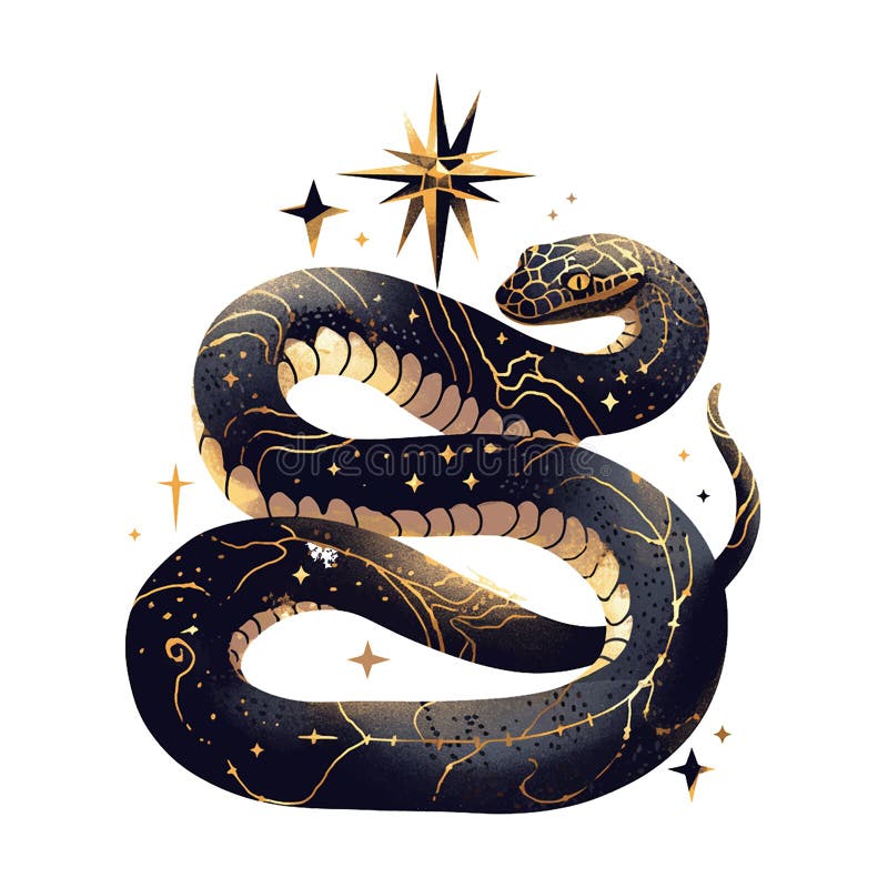 2025 Snake with Stars on it. the Snake is Curled Up and Has a Star on ...