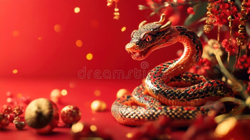 A Snake Statue Sitting on Top of a Red Surface Stock Illustration ...