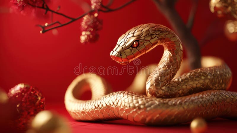 A Snake Statue Sitting on Top of a Red Table Stock Illustration ...