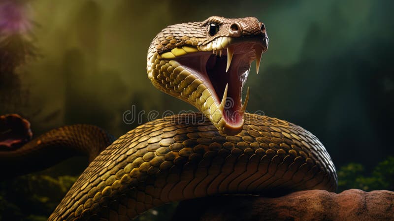 A Snake Takes an Attacking Pose with a Raised Head Stock Illustration ...