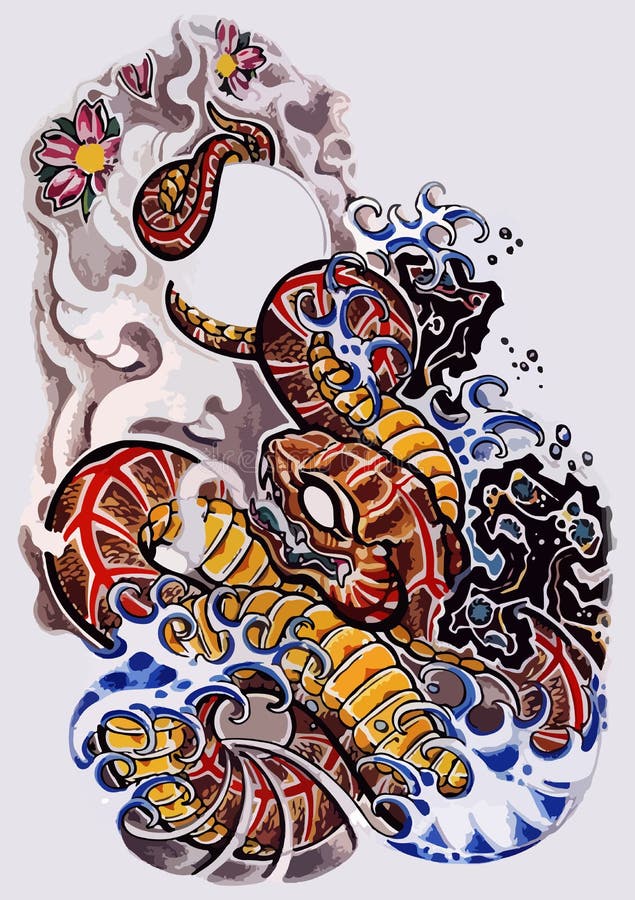 Snake Tattoo. Set of Labels and Elements. Vector Set Illustration ...