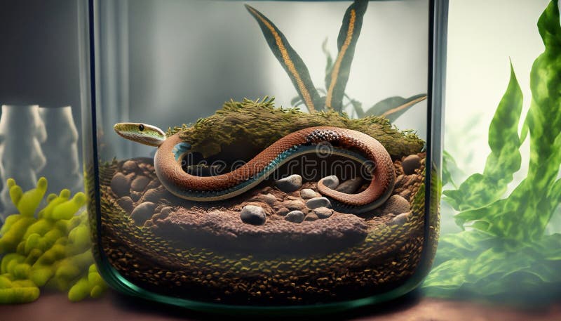 Snake in terrarium stock illustration. Illustration of amphibian ...