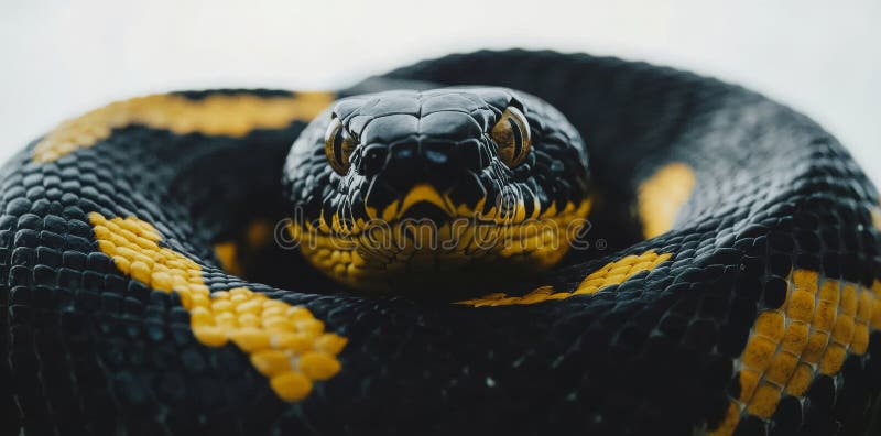 A Snake with Vibrant Colors is Coiled on a White Surface, Displaying ...