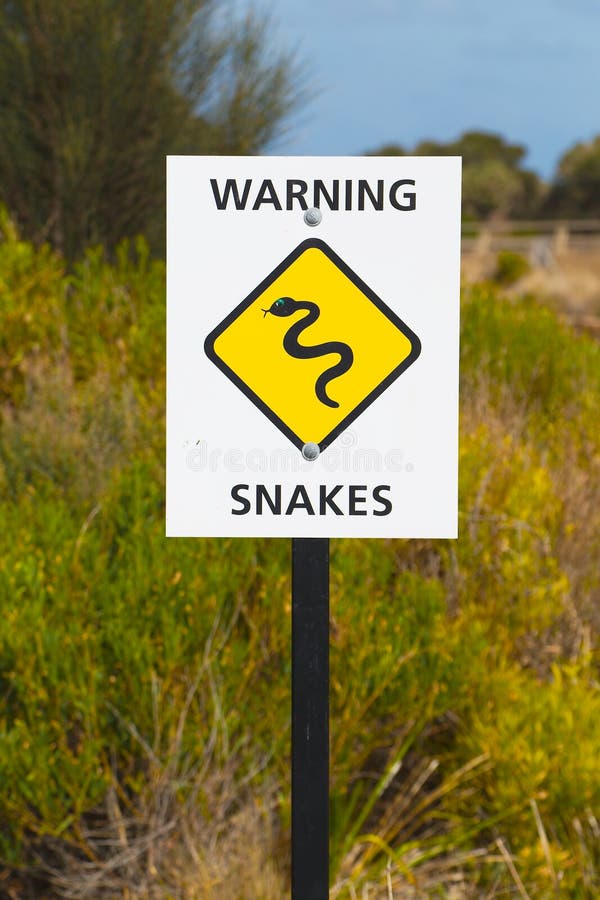 Snake warning sign stock photo. Image of yellow, tasmania - 116426752