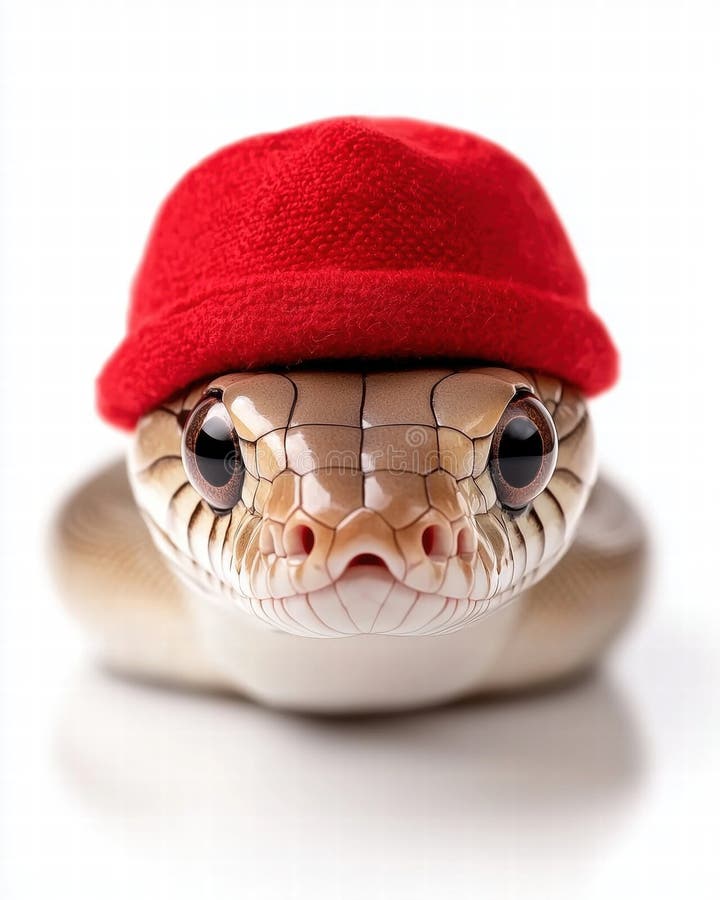 Snake Wearing Red Hat, Showcasing Playful and Unique Character Stock ...