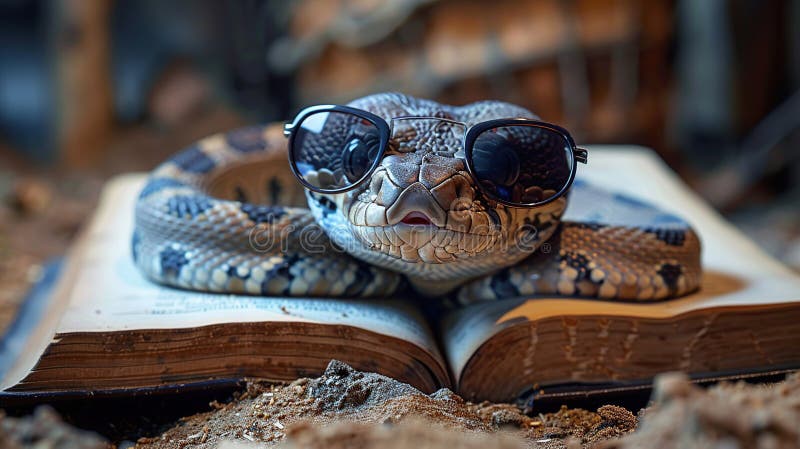 A Snake Reading a Book stock illustration. Illustration of reptile ...