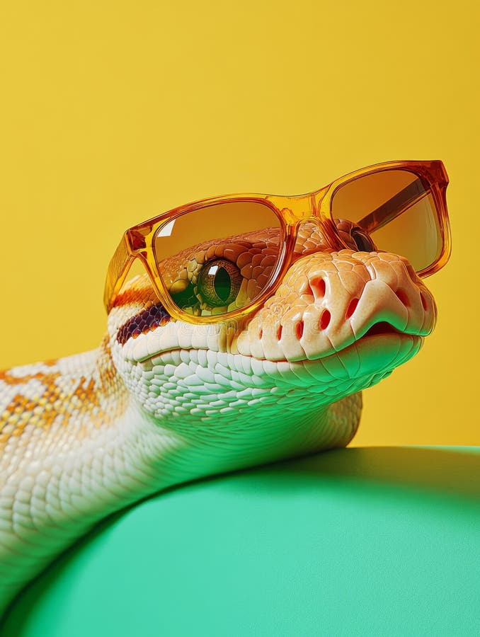Snake Wearing Sunglasses Yellow Background Stock Photos - Free ...