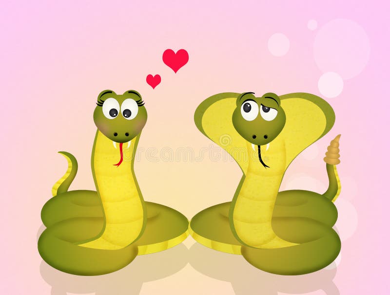 Snakes couple in love stock illustration. Illustration of love - 76861550