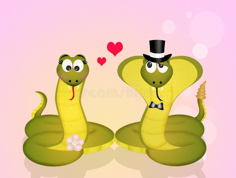 Wedding of snakes stock illustration. Illustration of reptile - 96517510