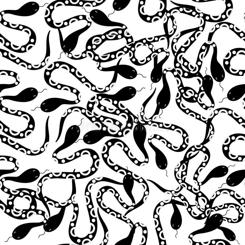 .Doodle Snake Seamless Pattern, Vector Snake Illustration Stock Vector ...