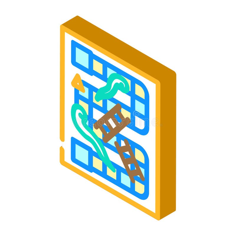 Snakes and Ladders Game Board Table Isometric Icon Vector Illustration ...