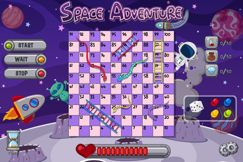 Snakes and Ladders Game with Space Background Stock Vector ...