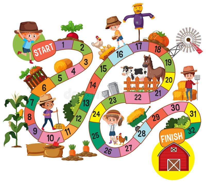 Snakes and Ladders Game Template Stock Vector - Illustration of jolly ...